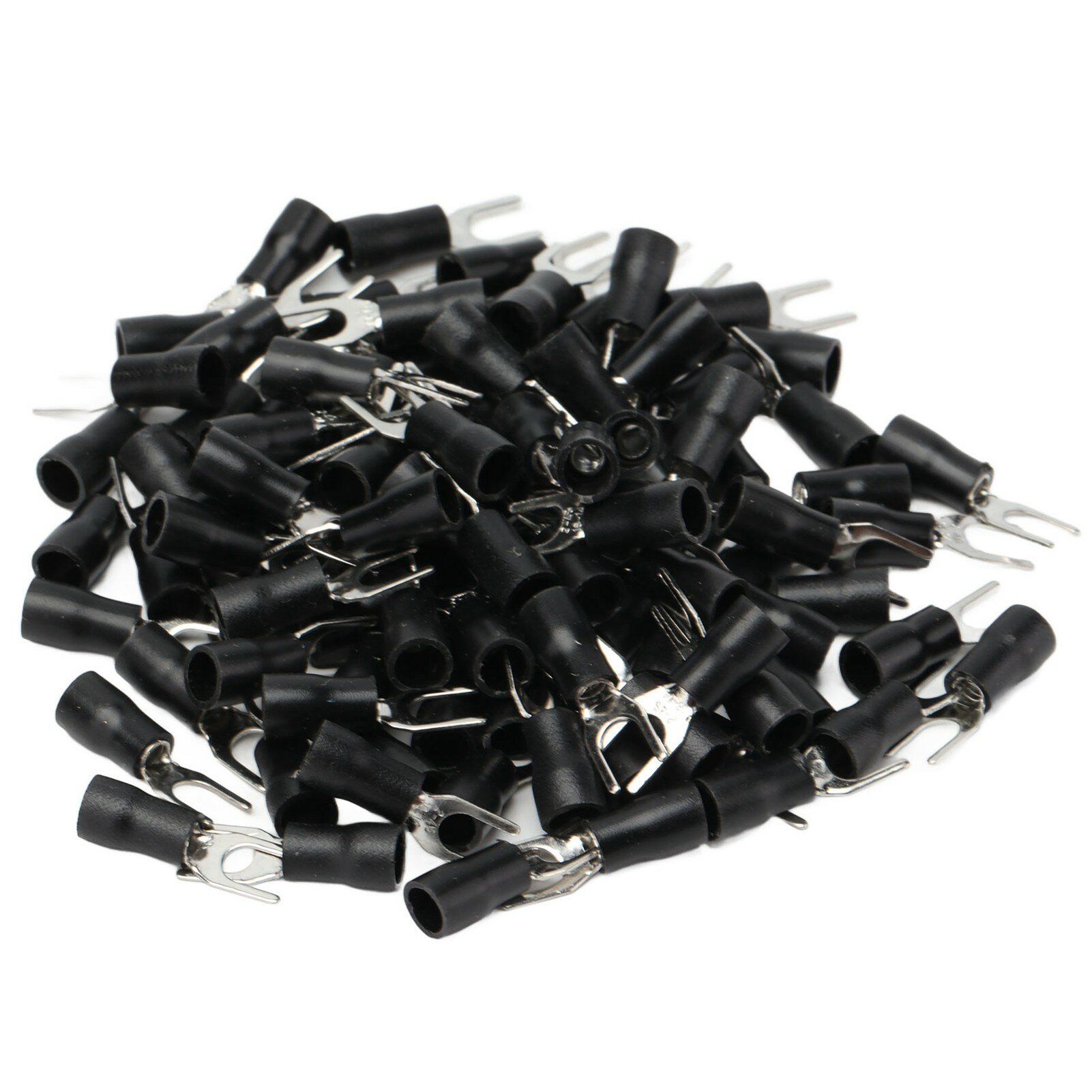 100PCS Insulated Wire Terminal U Type Fork Spade Electrical Crimping Copper Connectors 16‑14AWG