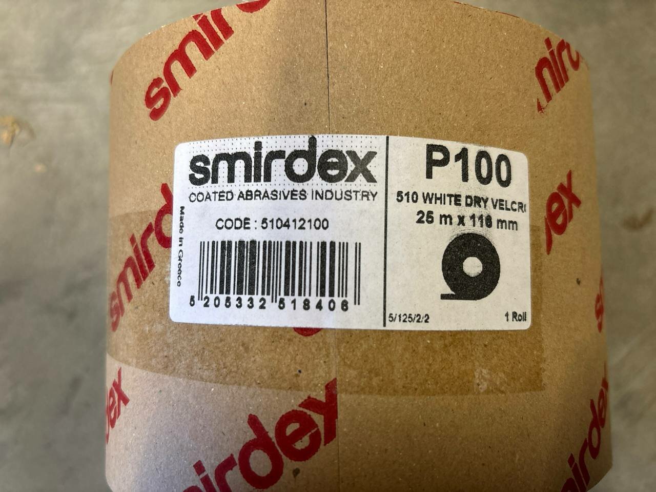 Шлифовальный материал в рулоне SMIRDEX 510, на липучке, 115 * 25 м, P100