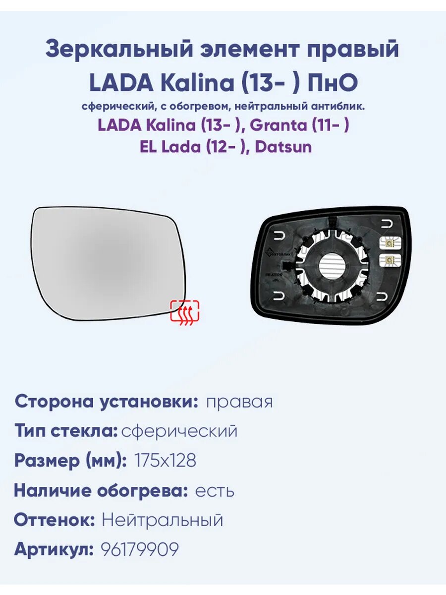 Зеркальный элемент правый LADA Kalina (13- ) ПнО 96179909