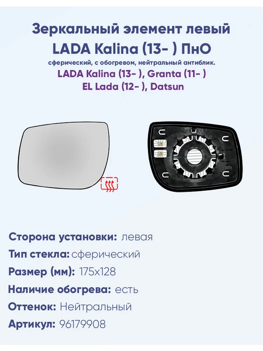 Зеркальный элемент левый LADA Kalina (13- ) ПнО 96179908