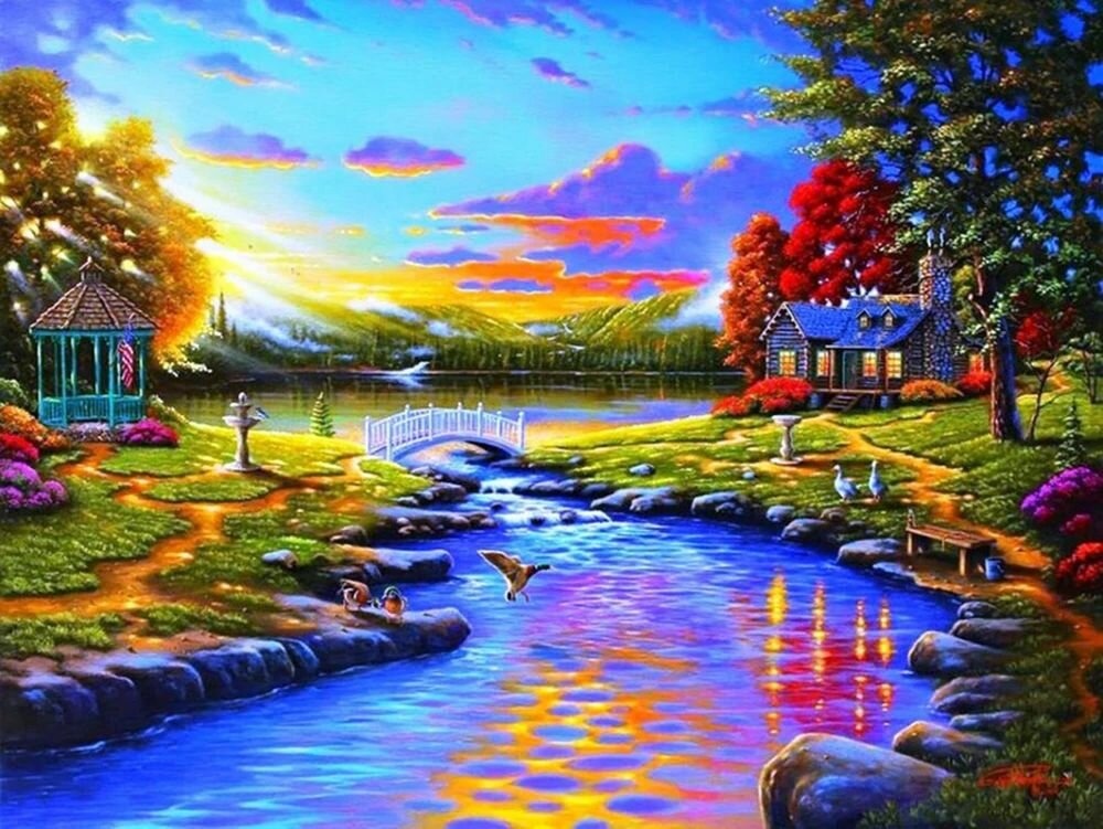 Алмазная картина "Клод Моне Водяные лилии" алмазная огранка 40х50 см,40X50CM, белый