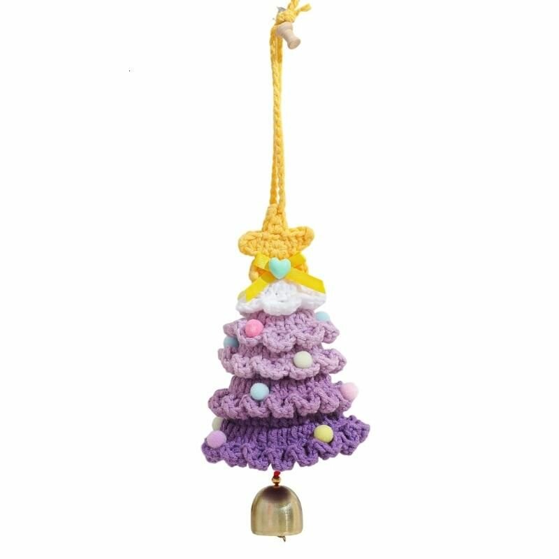 Вязаная ёлочная игрушка с колокольчиком, - Стиль B