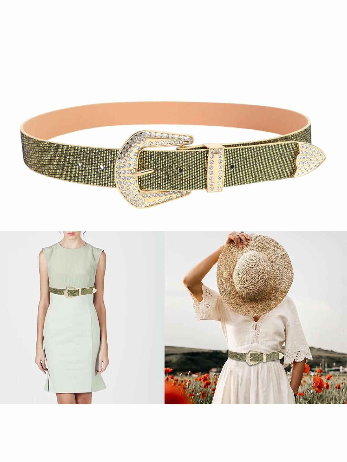 Яркий пояс с полными стразами, регулируемый для повседневного использования женщинами, 100cm