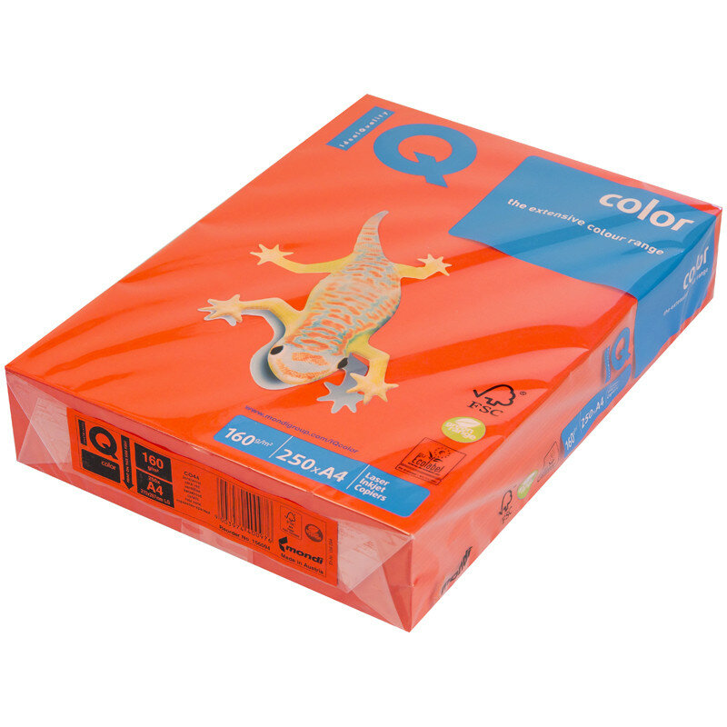 Бумага IQ "Color intensive" А4, 160г/м2, 250л. (кораллово-красный), 087130