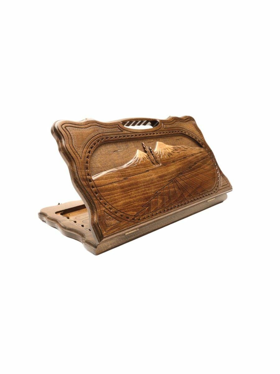 Нарды резные Арарат с ручкой 50, Haleyan подарочные средние деревянные из бука резаные / 50х50 / армянские