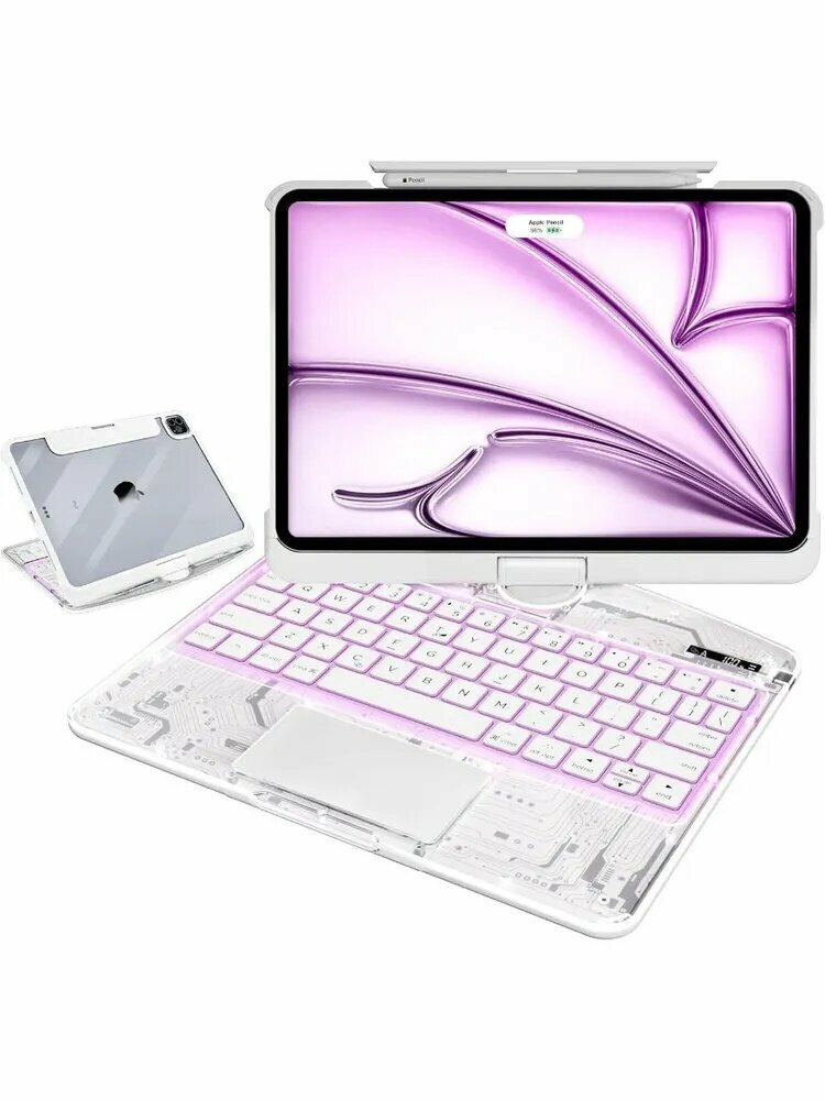 Прозрачный вращающийся чехол для iPad 10.2" 7/8/9-го поколения 2019/2020/2021, Air 3 2019, Pro 2017