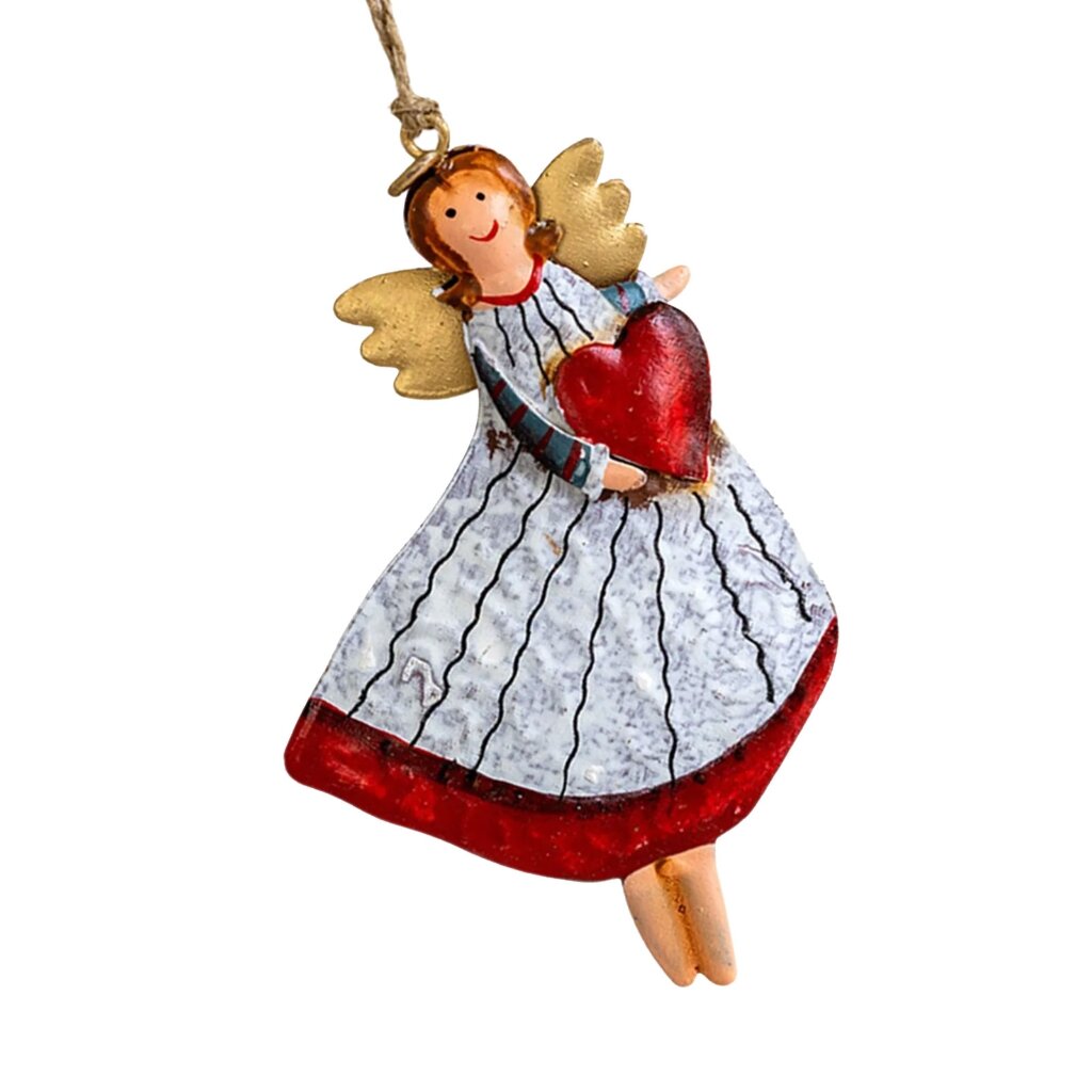 Рождественский Кулон В Виде Ангела в Стиле Ретро из кованого железа-Белый