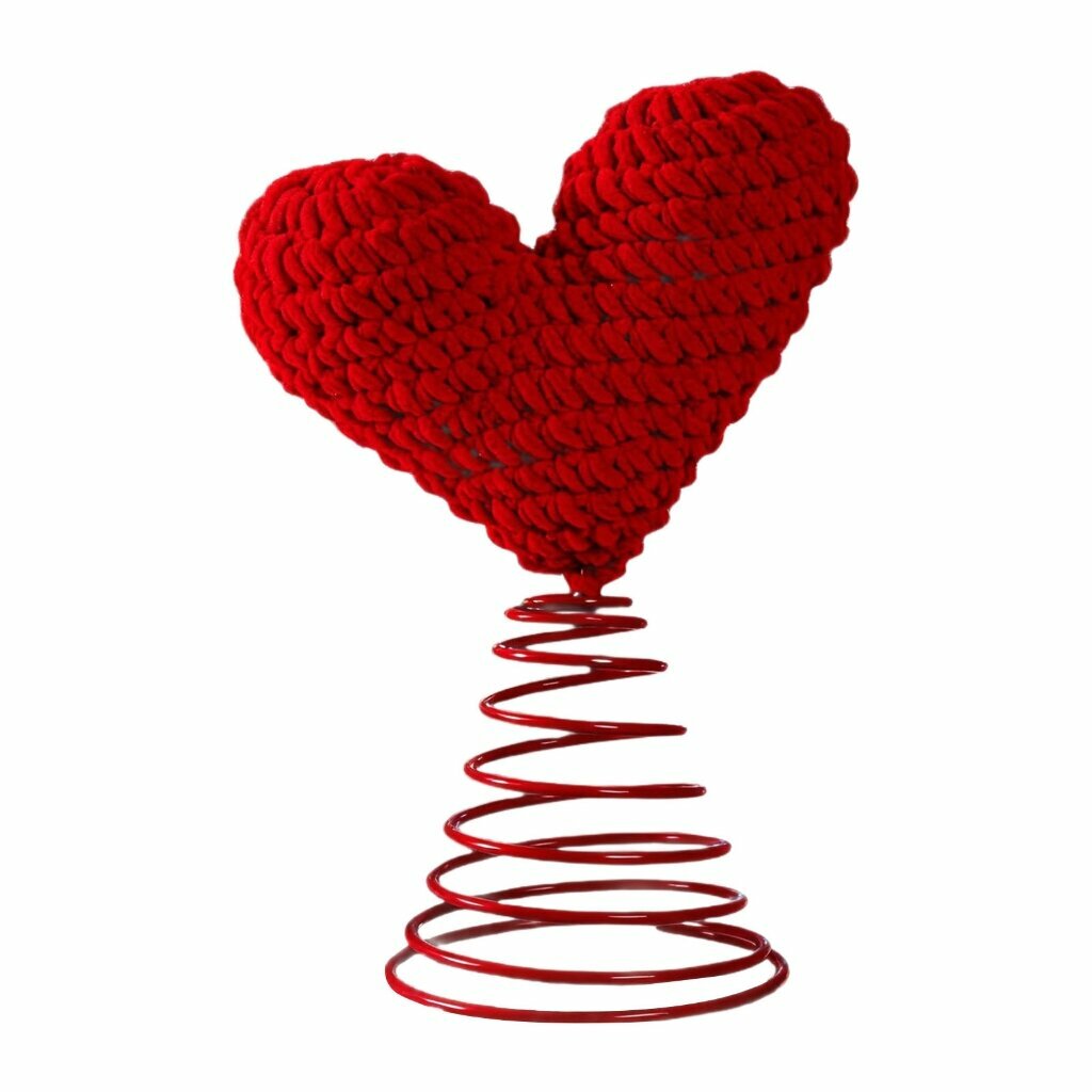 Красное сердечко любви с украшением в виде звезды на верхушке весеннего дерева творческая семейная атмосфера Рождественское верхнее украшение