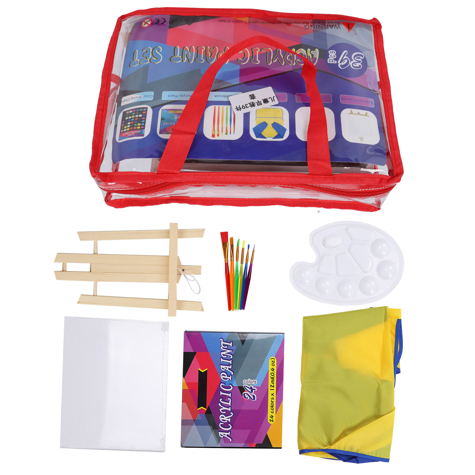 Набор для акриловой живописи детей: кисти, палитра, непромокаемый халат, комплект для творчества