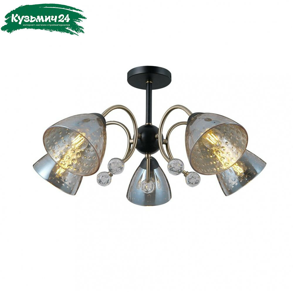 Люстра Illumico IL0230-5CSQ-29 BK AB, 5 ламп, Е27, 200 Вт, стекло, до 40 кв. м