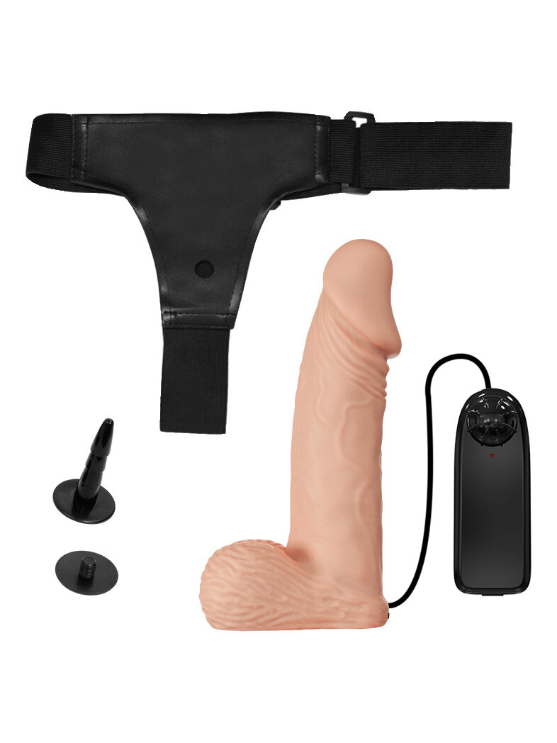 Женский страпон на регулируемых ремешках с вибрацией