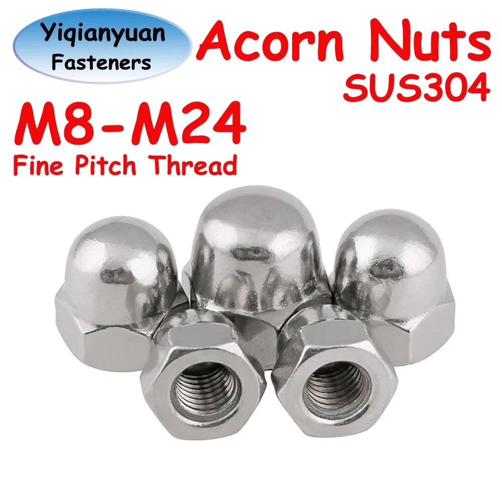 Гайки шестигранные куполообразные Yiqianyuan DIN1587 GB923 из нержавеющей стали М8-М24 M24xP2.0 (1Piece)