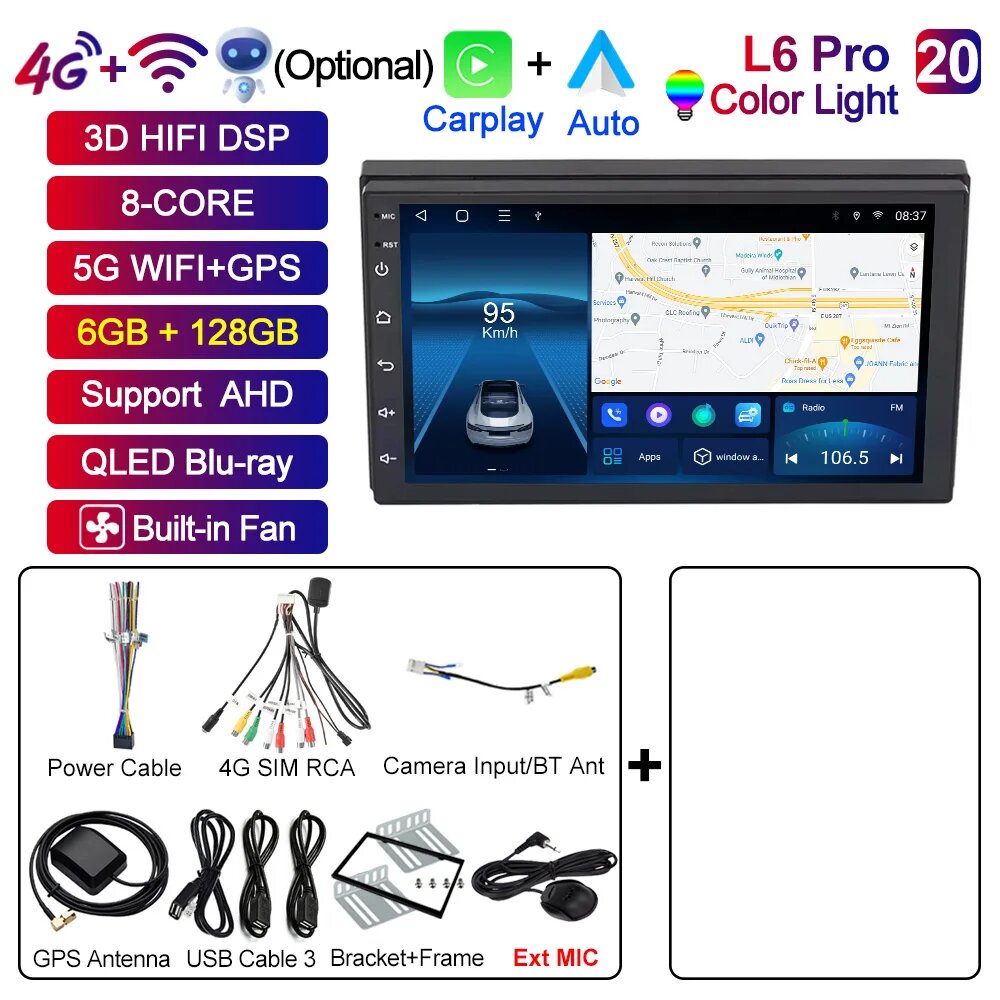 Мультимедийная магнитола LEHX, мультимедийная стерео-система на Android 13, с 8 L6Pro(6-128GB)-0