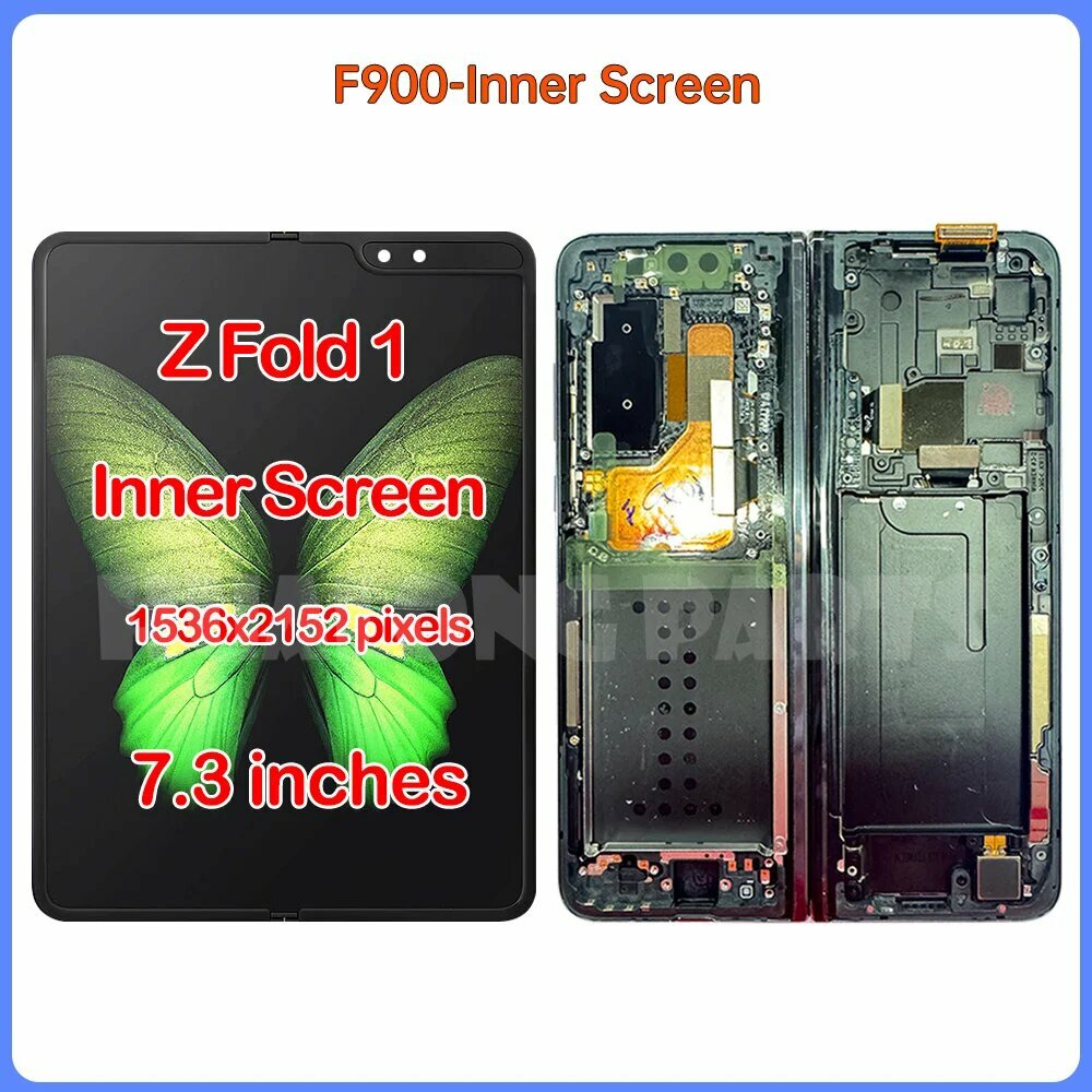 Протестированный 7,3-дюймовый AMOLED-дисплей f900 для Samsung Galaxy Z Fold 5G F900 SM-F900F F900U F900W ЖК-дисплей с дигитайзером сенсорного экрана в сборе