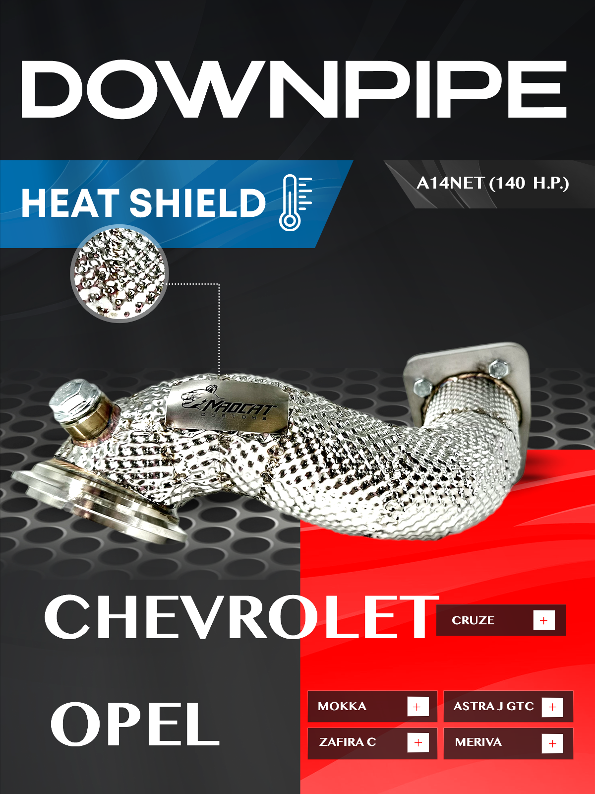 Даунпайп A14NET(140л. с.) heat shield Downpipe Chevrolet/Opel Astra J GTC Zafira C Mokka Cruze Meriva
