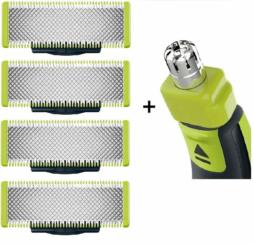 Сменное лезвие Philips oneBlade 4 шт+ножницы для волос носа 1 шт