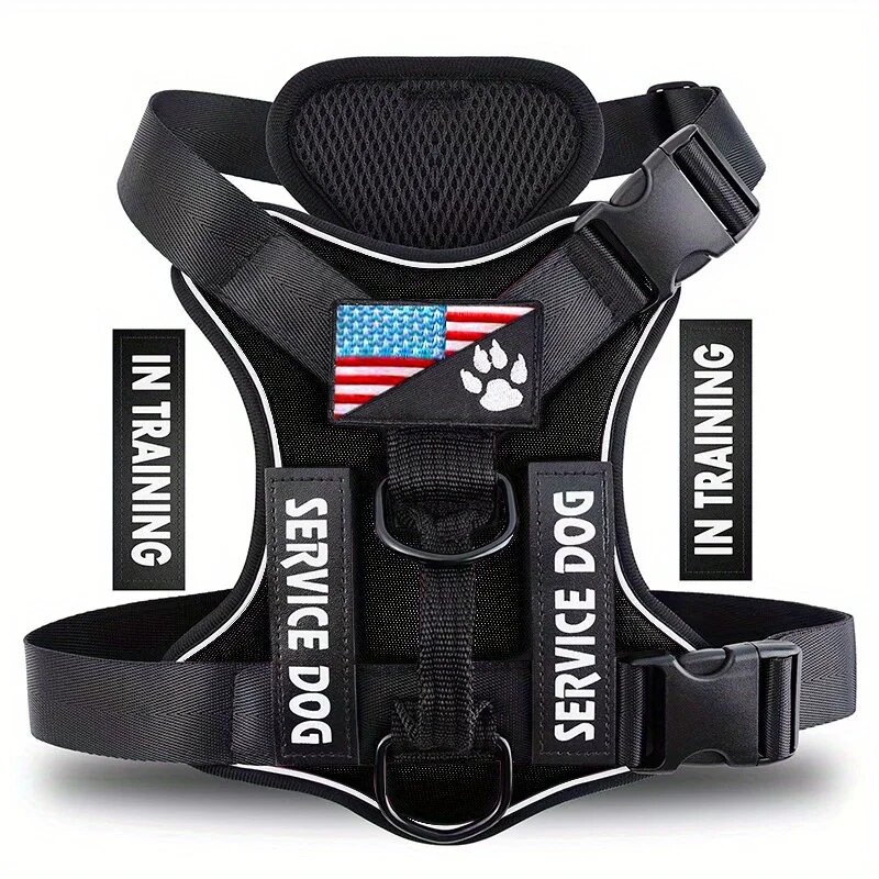 Черная шлейка для собак "Service Dog In Training"