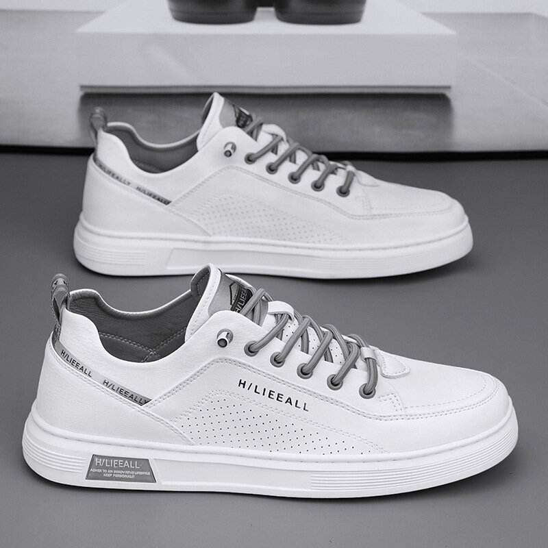 LUO Кеды Мужчины Одношаговая Антискользящая Кожа/white gray