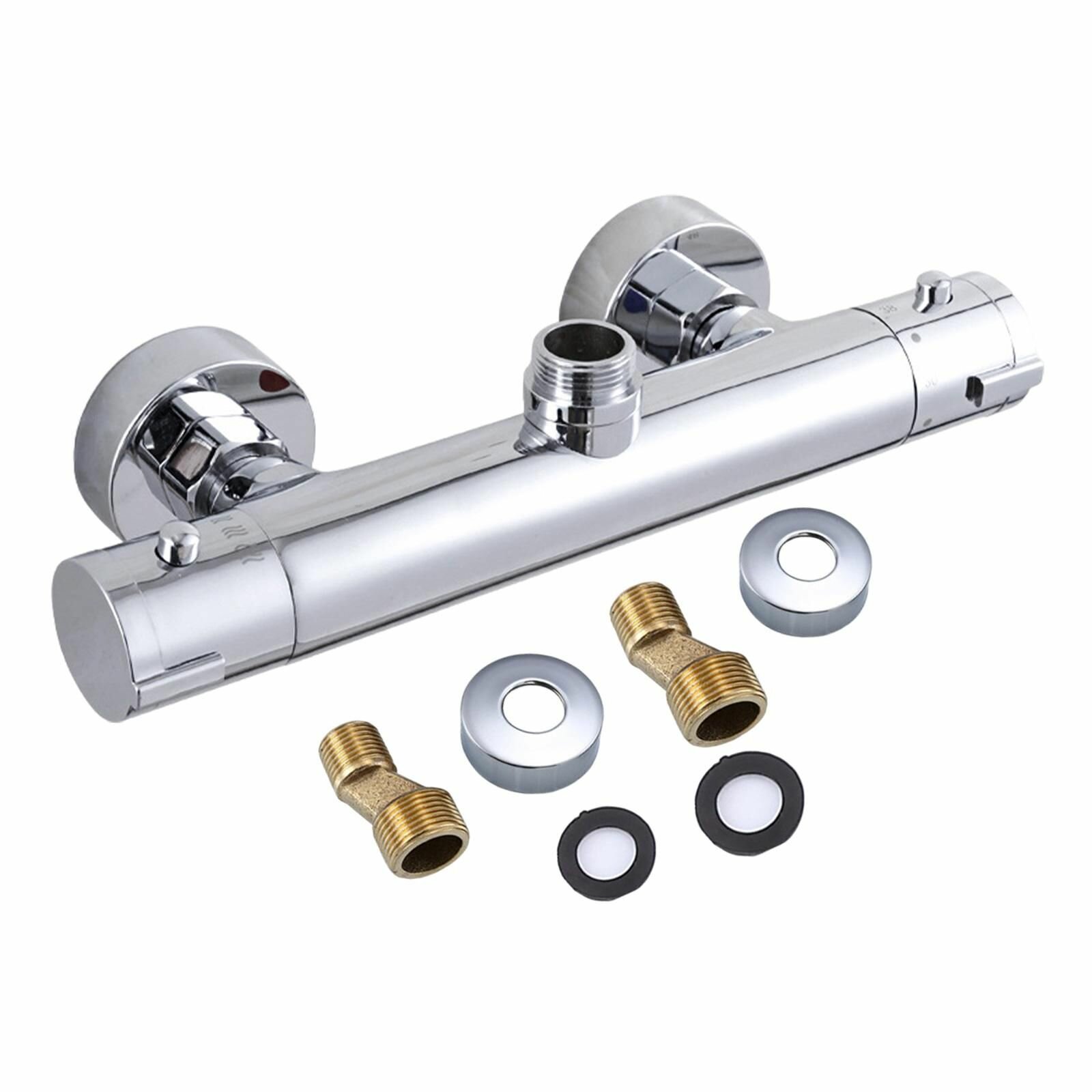 Термостатический смеситель для душа с двумя выходами, медный, скрытого монтажа, для ванной комнаты, энергосберегающий