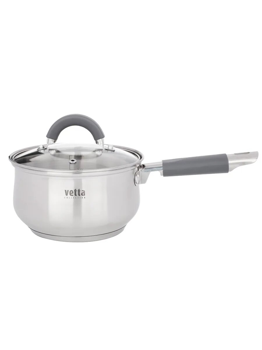 Ковш Vetta "Вена", нержавеющая сталь, для индукции, с крышкой