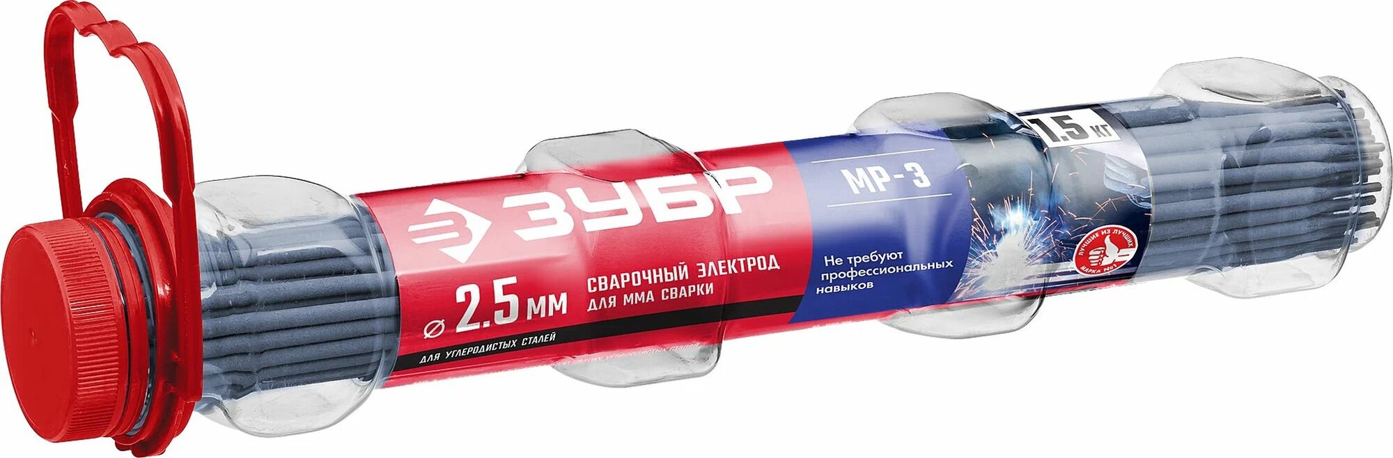 Электрод ЗУБР 40011-3.0, рутиловое покрытие, для сварки AC/DC, серый, 350 мм