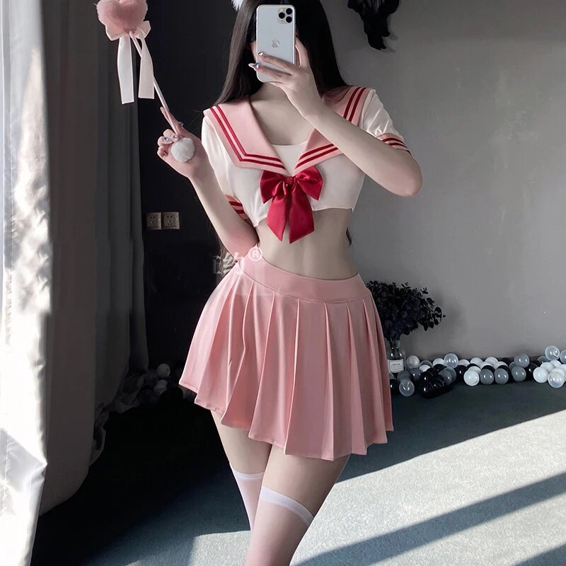 AniLV японская аниме школьная форма морячка полиэстер Розовый, 28