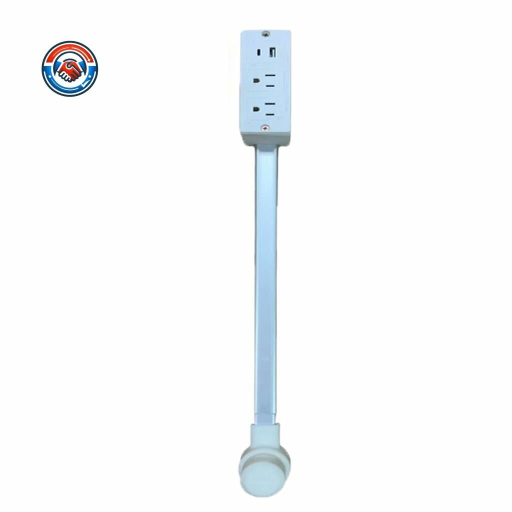 Поворотный удлинитель розетки за мебелью с USB A, USB C и 2 розетками, выдвижной на 70 см, поворот 180, скрытый под диван или тумбочку