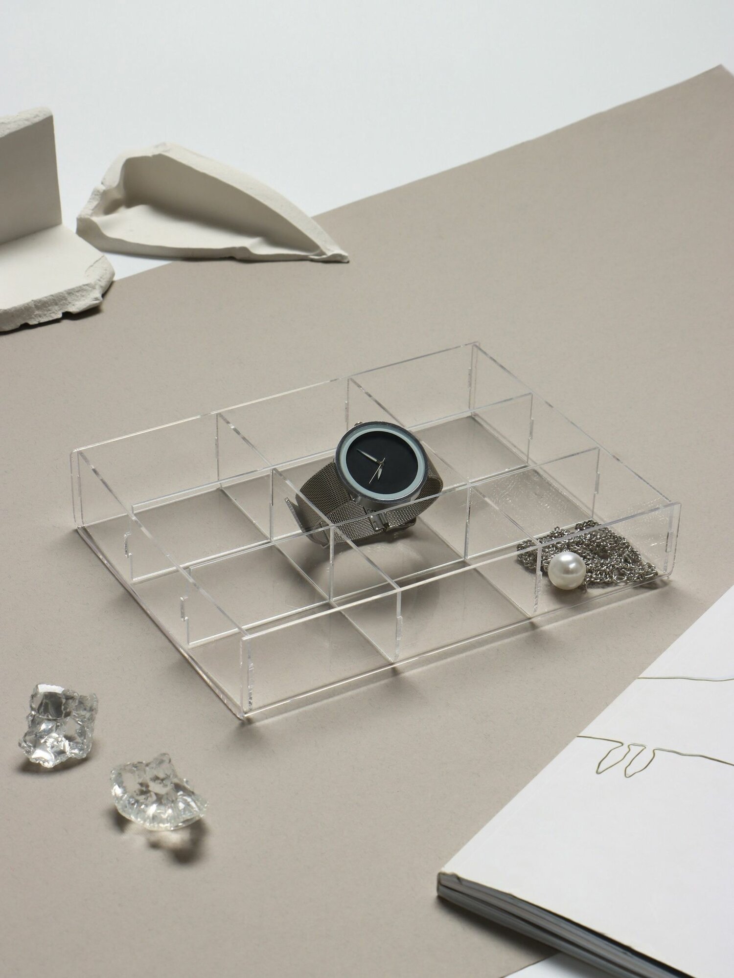 Подставка для презентации, девять отделений 20,3*15,4*3,8 см, оргстекло 2 мм