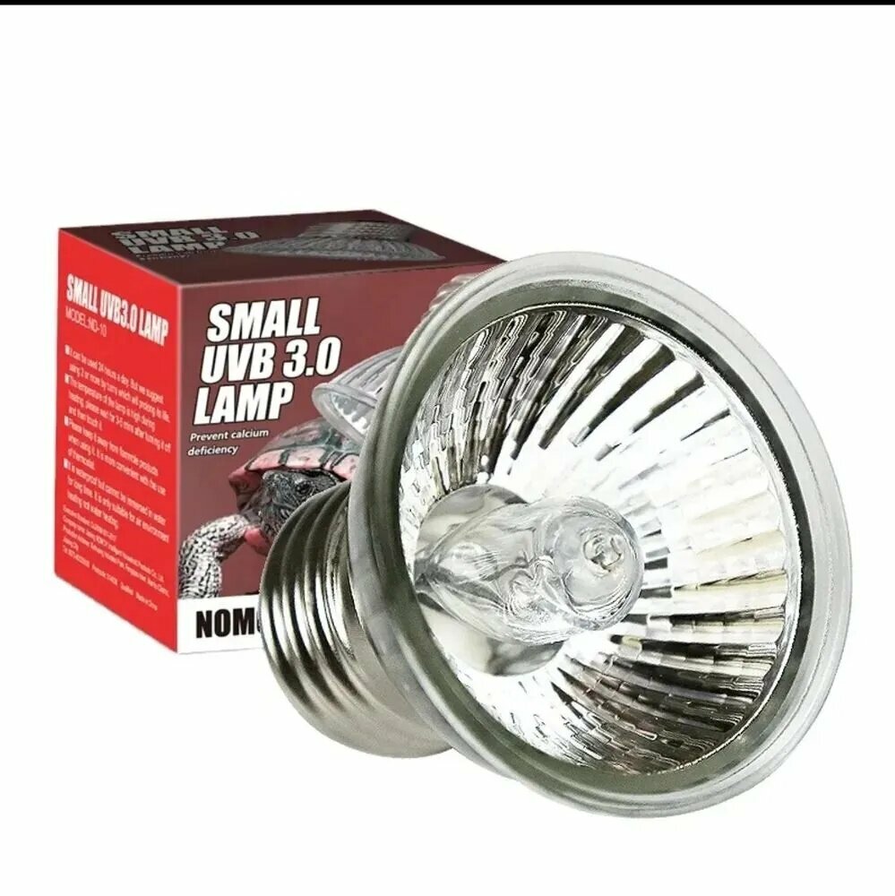 Ультрафиолетовая греющая лампа 2 в 1 для террариума, UVA+3.0UVB, 25Вт, Е27 Nomoy Pet