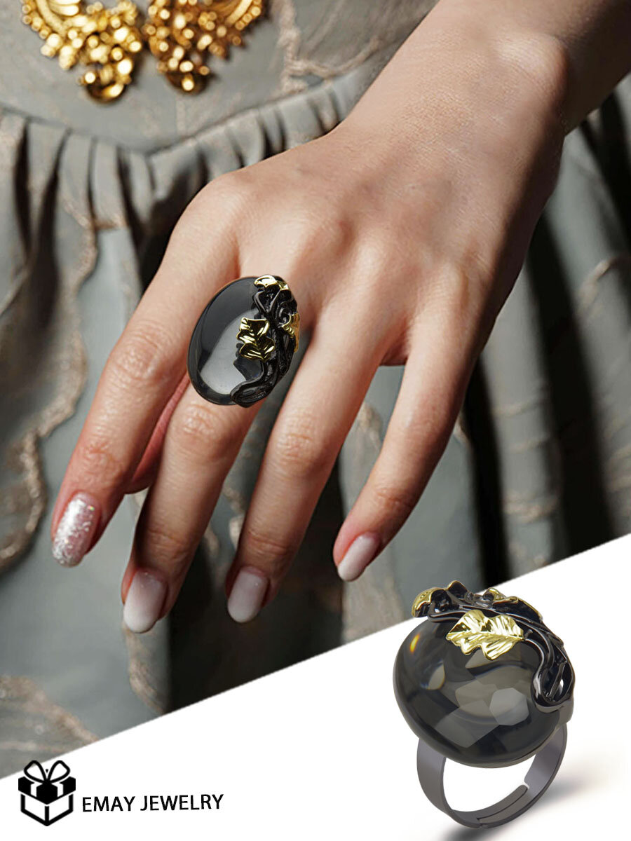 Кольцо, искусственный камень, шпинель синтетическая