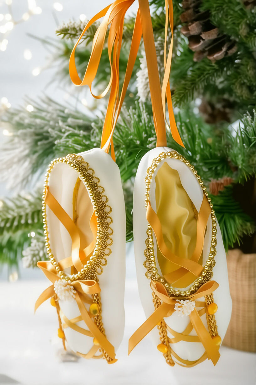 Ёлочное украшение пуанты из балета 'баядерка', текстиль, 28 см, Winter Deco 2007408