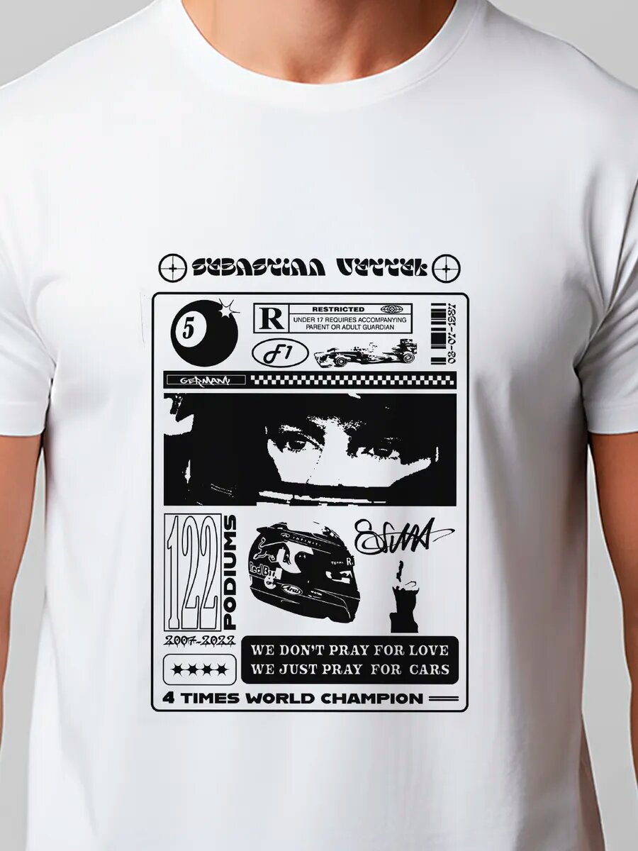 Футболка PRINTSHOT, 1 шт., размер M, белый