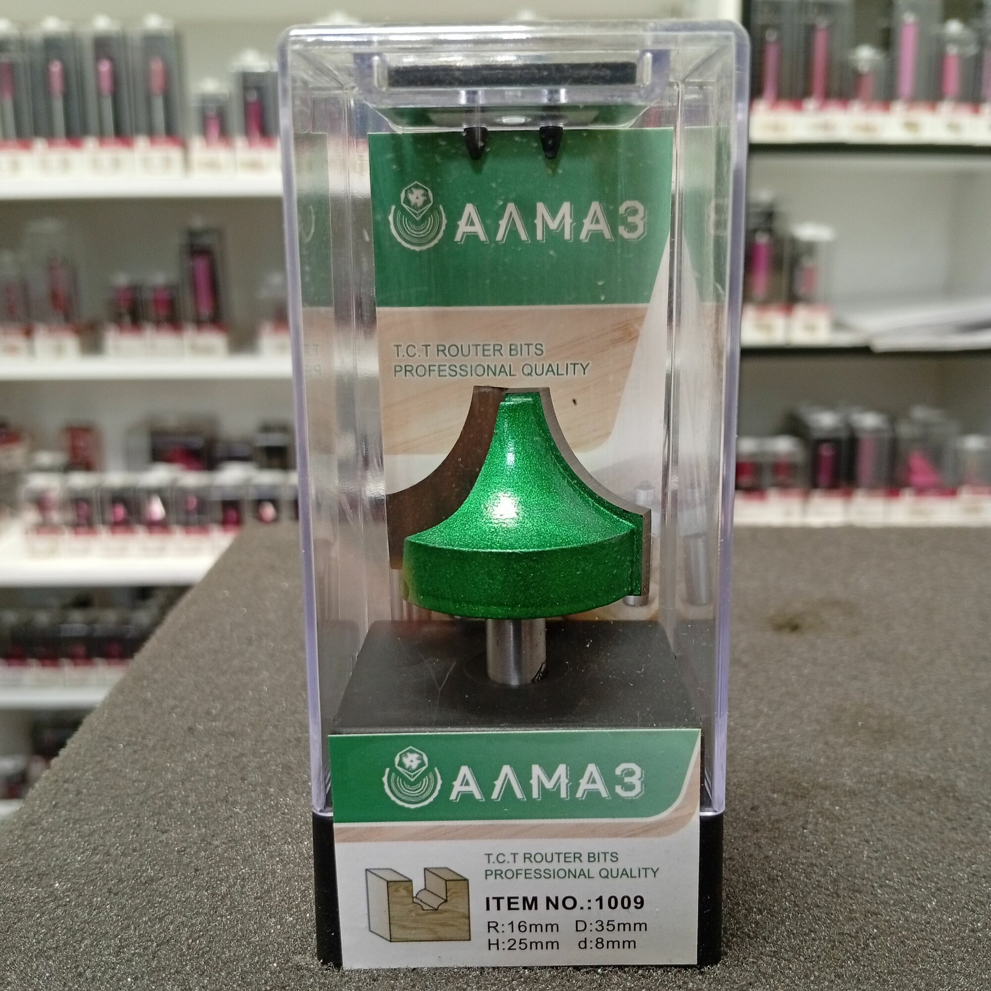 Фреза радиус ( без подш.) или Псевдофиленка R 16 мм алмаз 1009 "Ovolo" D:35mm I:25mm d:8mm