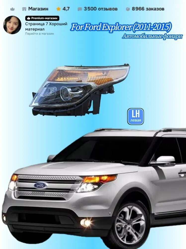 HanMin Фары автомобильные, 1 шт, арт. Ford Explorer 2011-2015 автомобильные