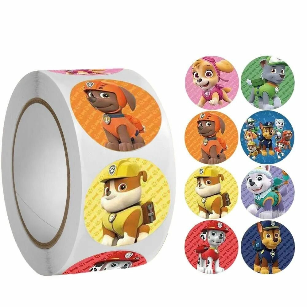 Наклейки в рулоне Щенячий Патруль / Стикеры 500 штук