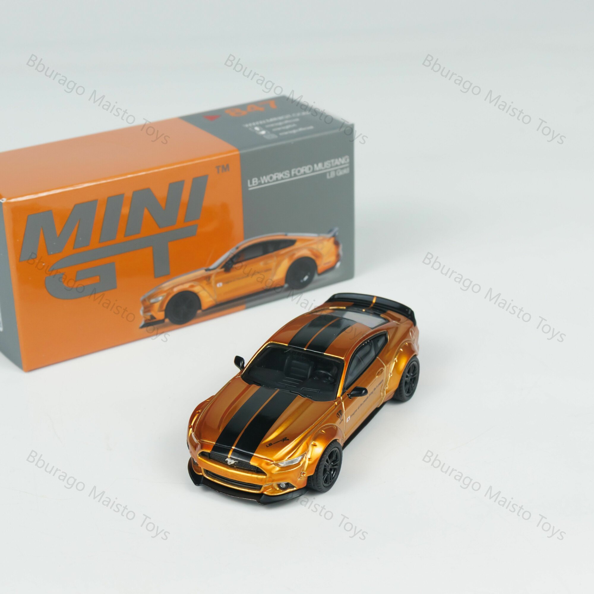 MINIGT 1:64 LB-WORKS Ford Mustang LB Gold отлитая под давлением модель гоночного автомобиля Игрушки