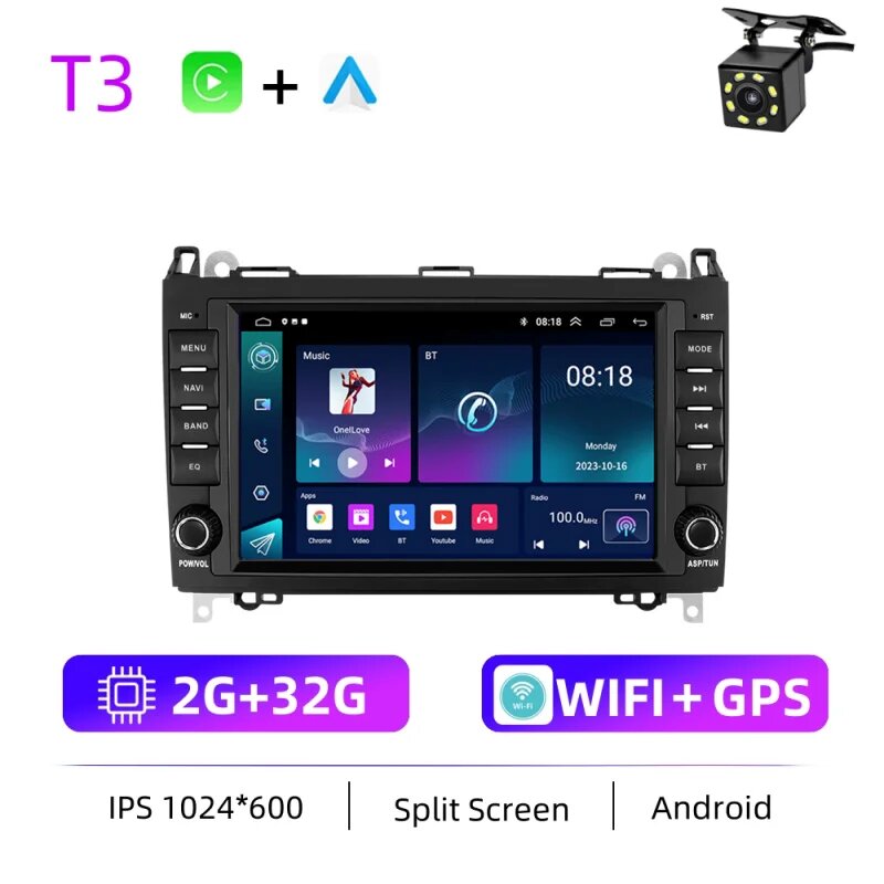 Автомагнитола Android Для Mercedes-Benz A-Class, B-Class, V-Class, W906, Sprinter, Wifi 2G 32G Cam