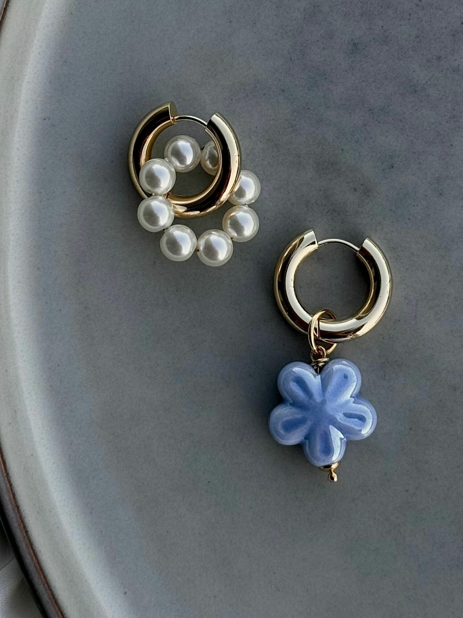 Серьги конго, жемчуг имитация, керамика