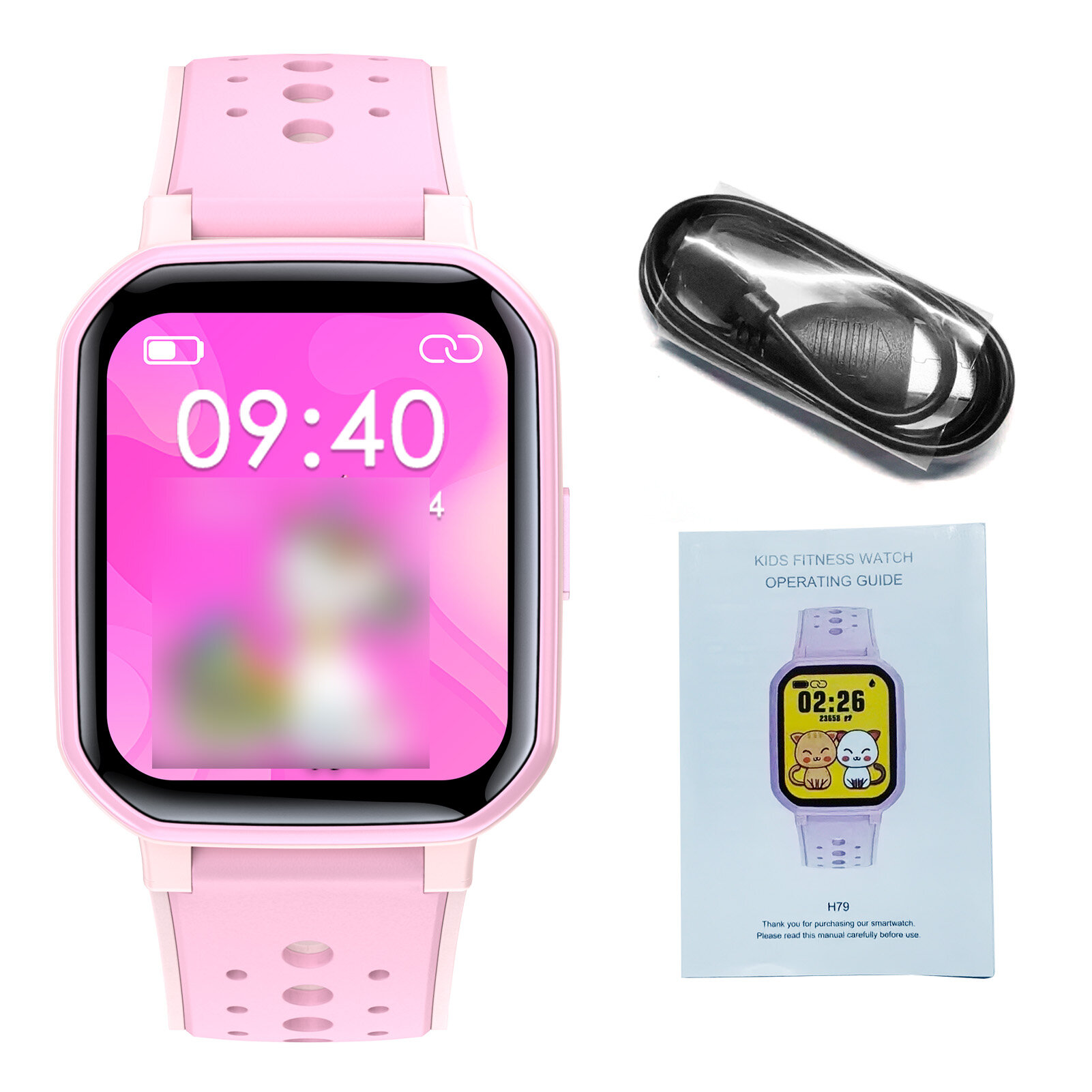 Детские умные часы для мальчиков и девочек с 1,54-дюймовым TFT-экраном, 5 играми-головоломками, шагомером и напоминаниями о сообщениях, розовые.