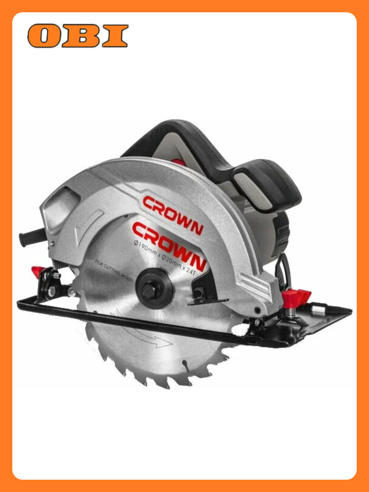 Пила дисковая CROWN CT15188-190, 1500Вт, глубина пропила 66мм, угол наклона 45°, чёрная/серая