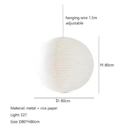 Люстры подвесные "Wabi Sabi Wind" с LED, акари из рисовой бумаги, подвесные лампы для гостиной, столовой, спальни, рукоделенные из бумаги, диаметр 80 см