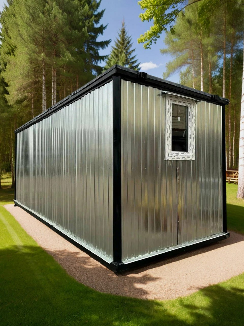 Блок-контейнер 5,85×2,4 м | Профлист + ДВП, Оцинкованный профлист, Электрика