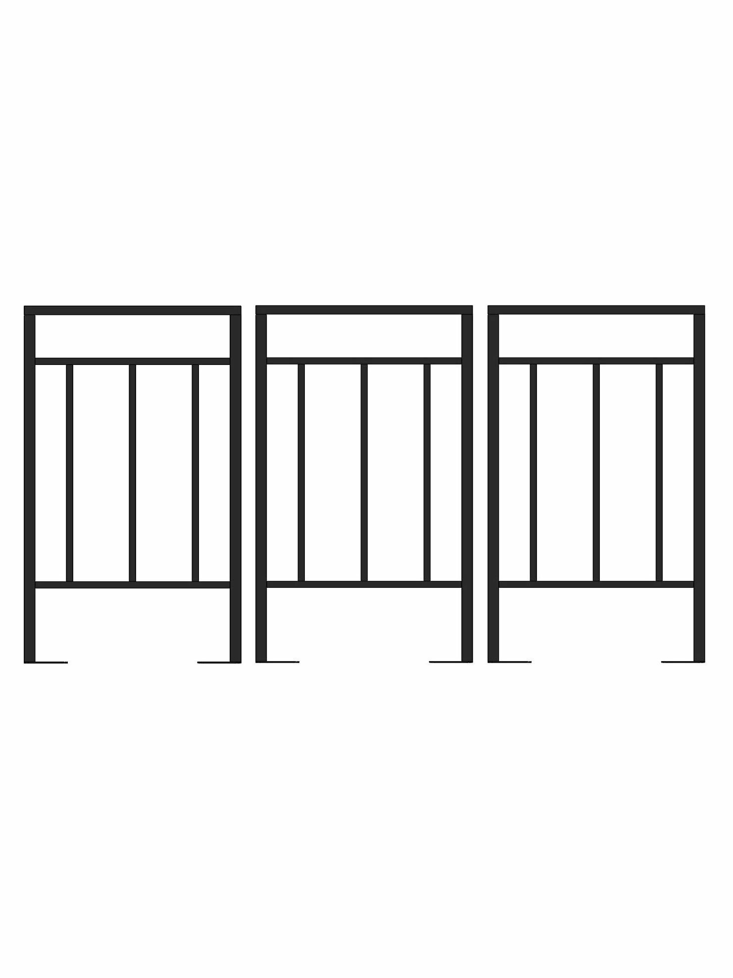 Перила металлическое прямое для террасы и крыльца 500 х 820 мм - Комплект 3 шт.