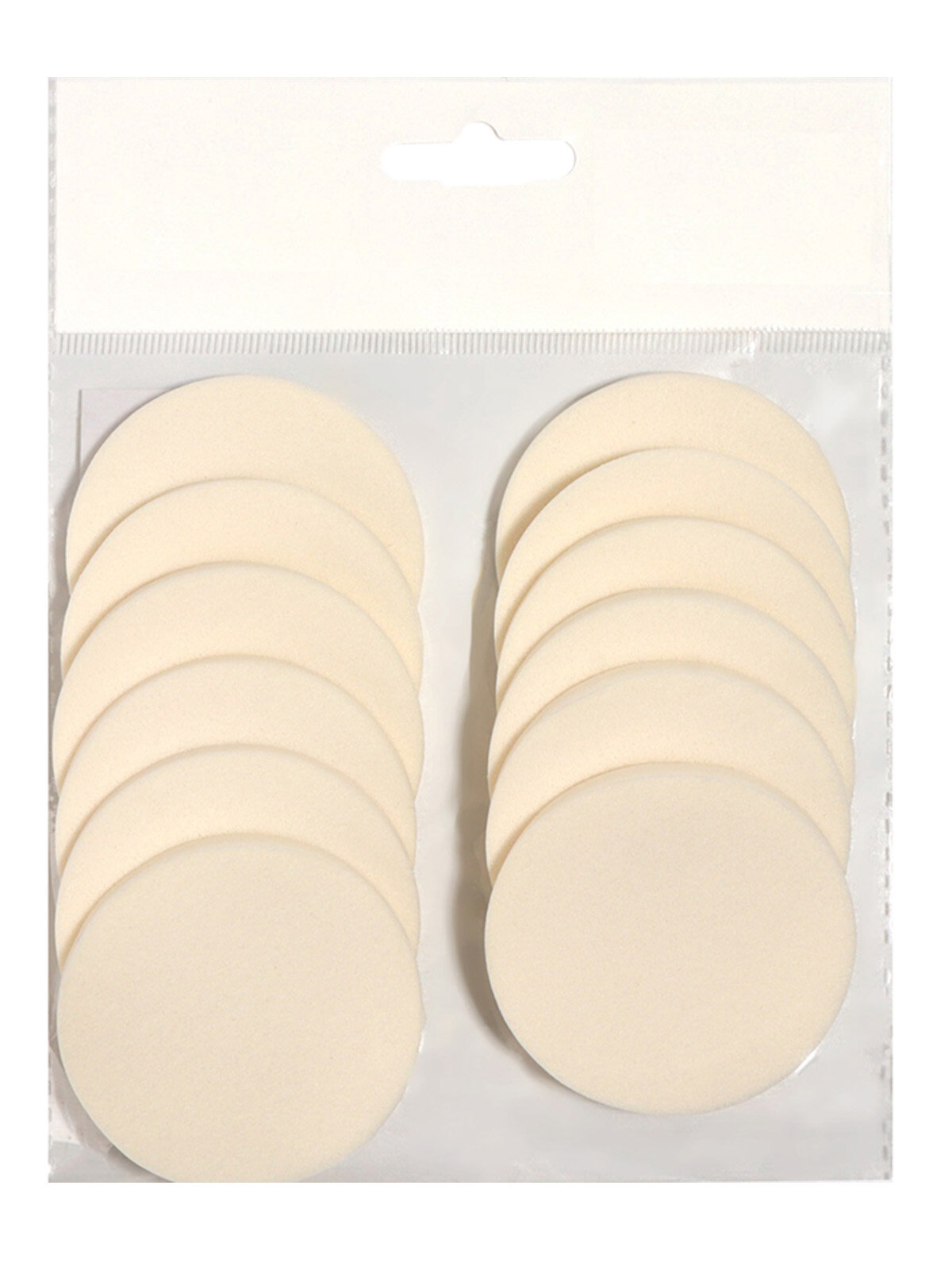 Спонж для макияжа, диаметр 5.3 см, материал - латекс, цвет - белый, набор 12 шт