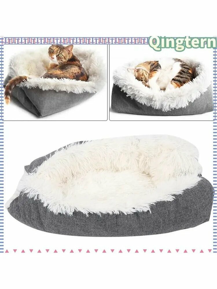 Лежак с подогревом для кошек и собак 61x51 см, самонагревающийся антискользящий коврик, теплая подстилка с терморегулятором, мягкая зимняя лежанка для дома и улицы