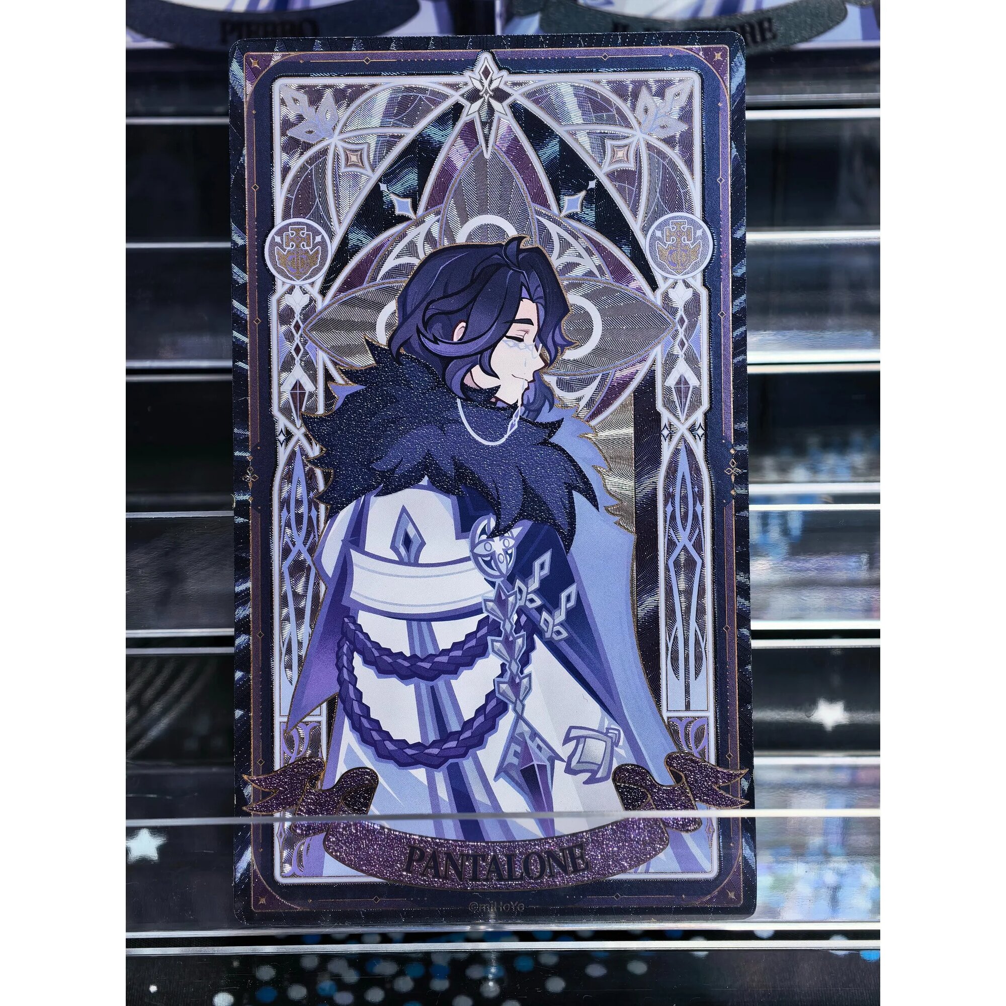 Fatui Genshin Impact Frost Flame Акриловая подставка Pantalone Фиолетовый, Refractive Card