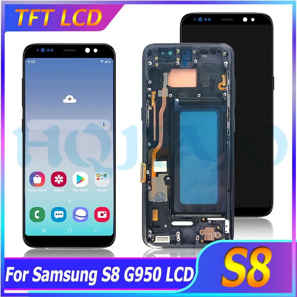 TFT ЖК-дисплей небольшого размера для Samsung S8 G950F/G950FD/G9500/G950U, сенсорный ЖК-дисплей с рамкой и дигитайзером в сборе TFT Silver Frame