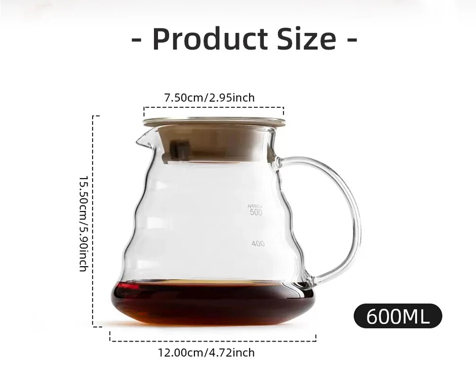 Стеклянная кофейная кава 600 мл, Clear 600ML