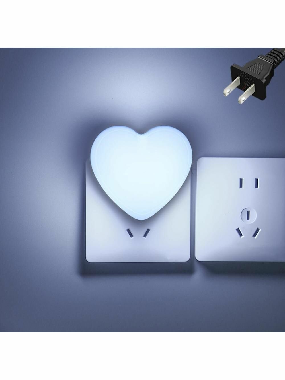 Светодиодный ночник с датчиком света LED, розовый с включением от розетки