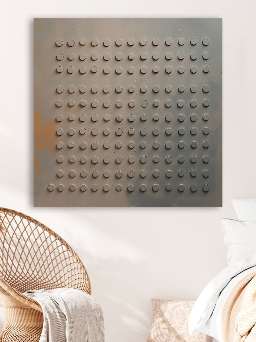 Картина интерьерная на стену - "Абстрактный минимализм с эффектом 3D, бетон, штукатурка (картина плоская печать на холсте)" , 70х70 см.